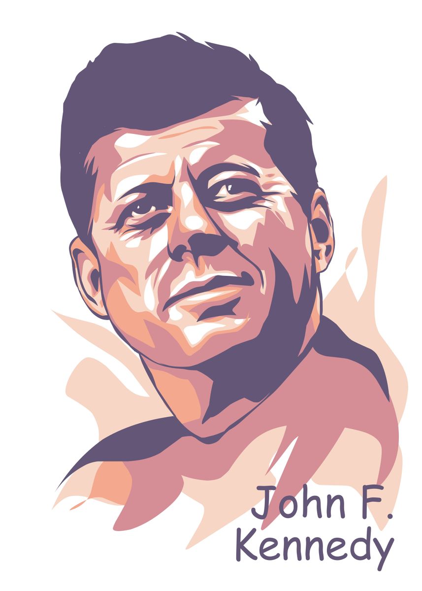 'John F Kennedy Cartoon' Poster, picture, metal print, paint by Emily ...