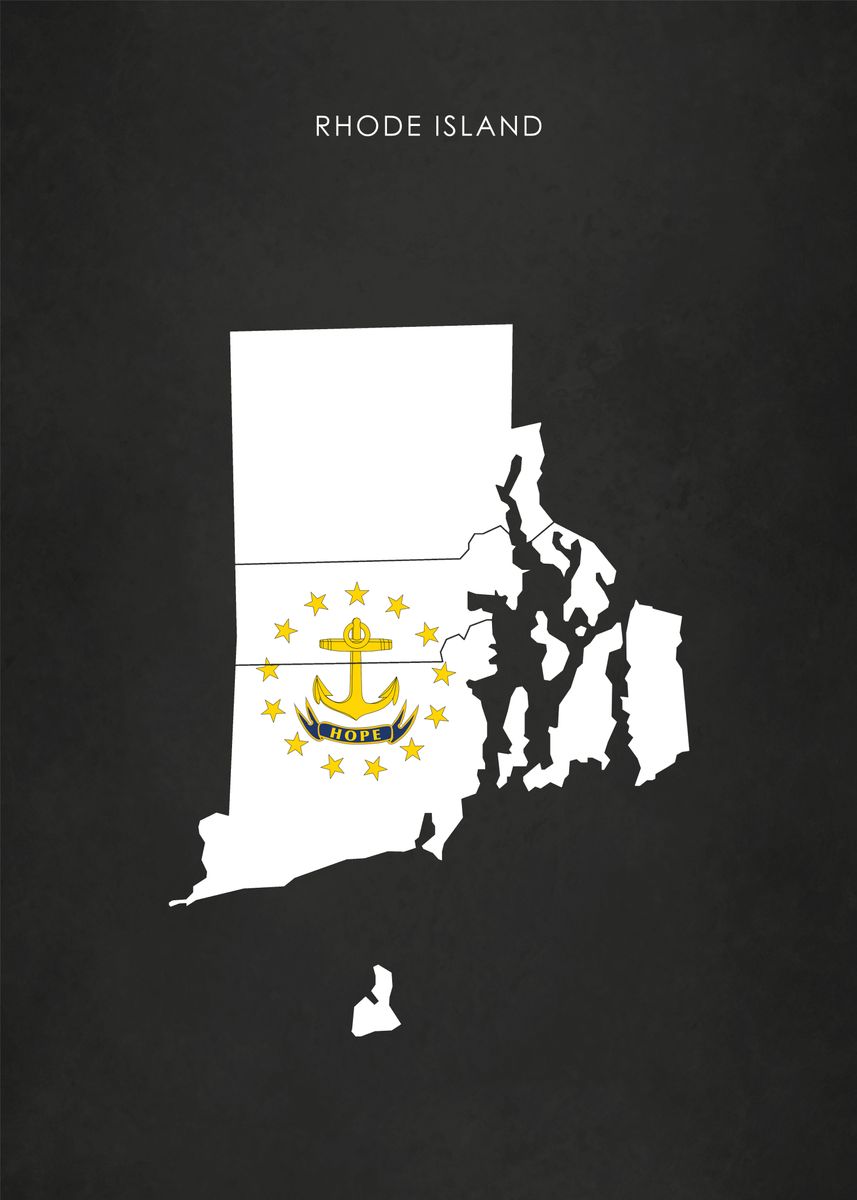 'Rhode Island Flag Map' Poster, picture, metal print, paint by aio ...