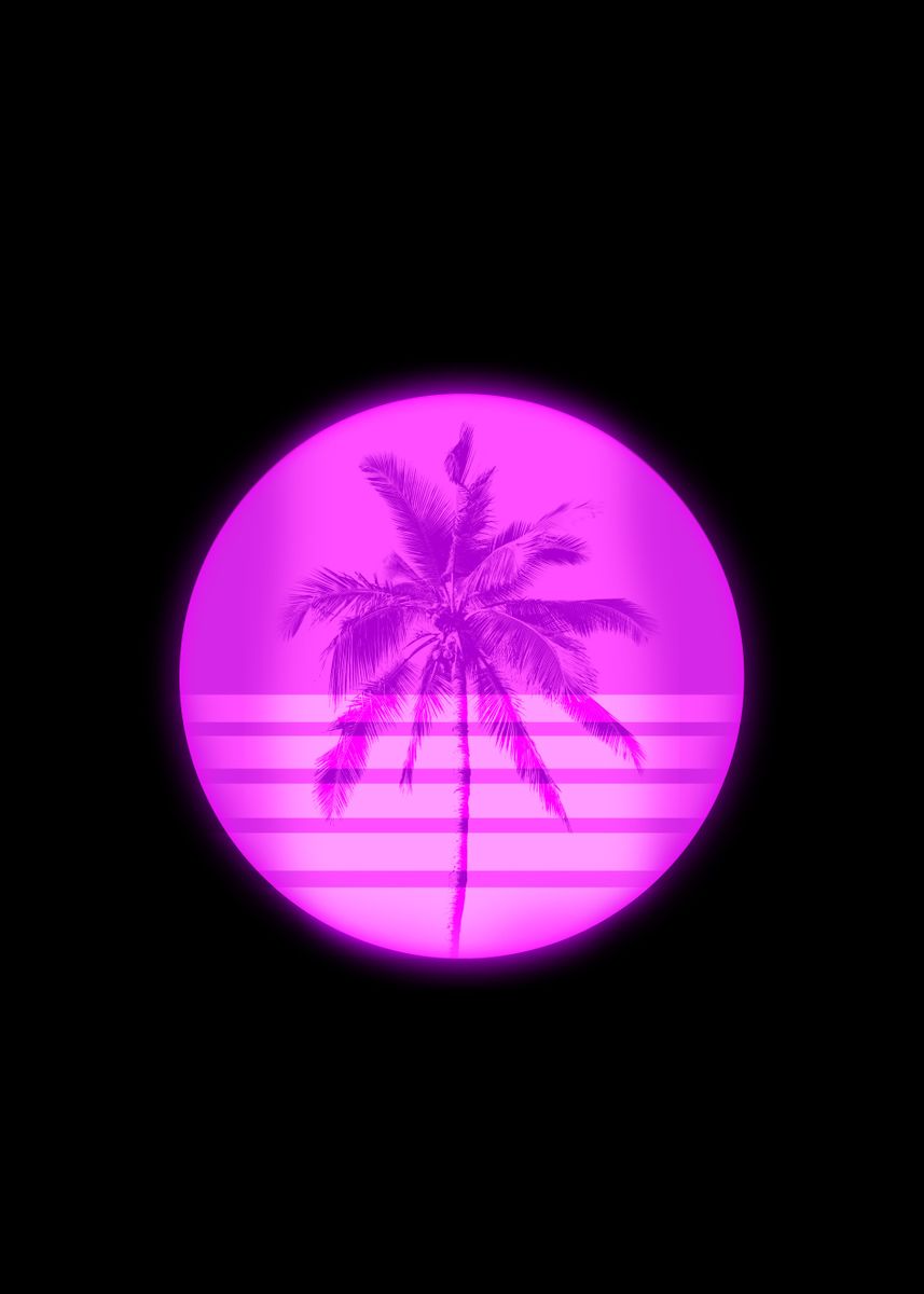 'RetroWave Palm Tree' Poster, picture, metal print, paint by Tom Dyer ...