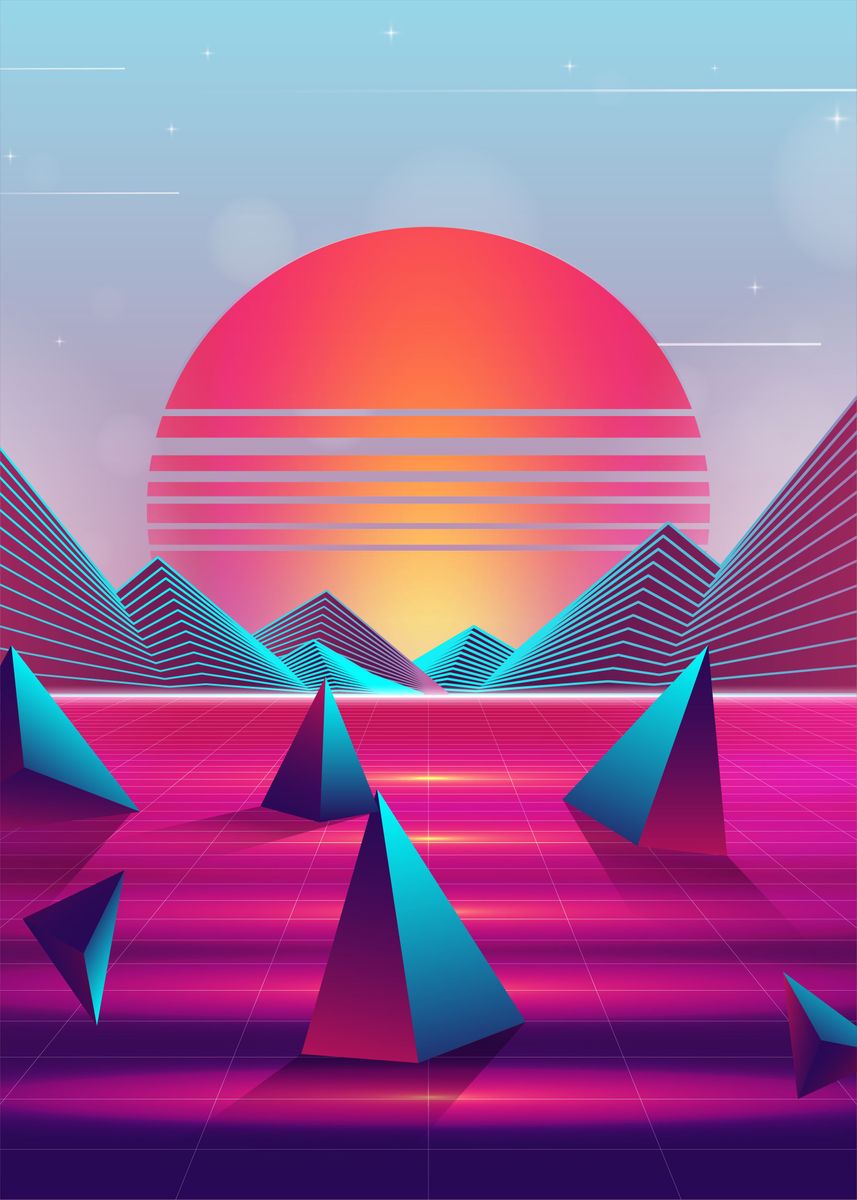 'Lucid Synthwave Dreams' Poster, picture, metal print, paint by EDM Project | Displate