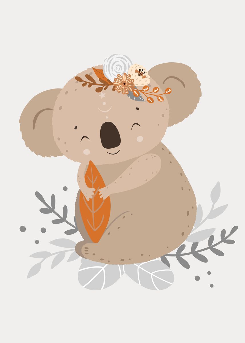 'Cute Koala' Poster, picture, metal print, paint by Juliana RW | Displate