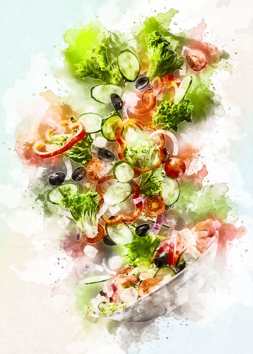 'vegetables abstract vegeta' Poster, picture, metal print, paint by ...