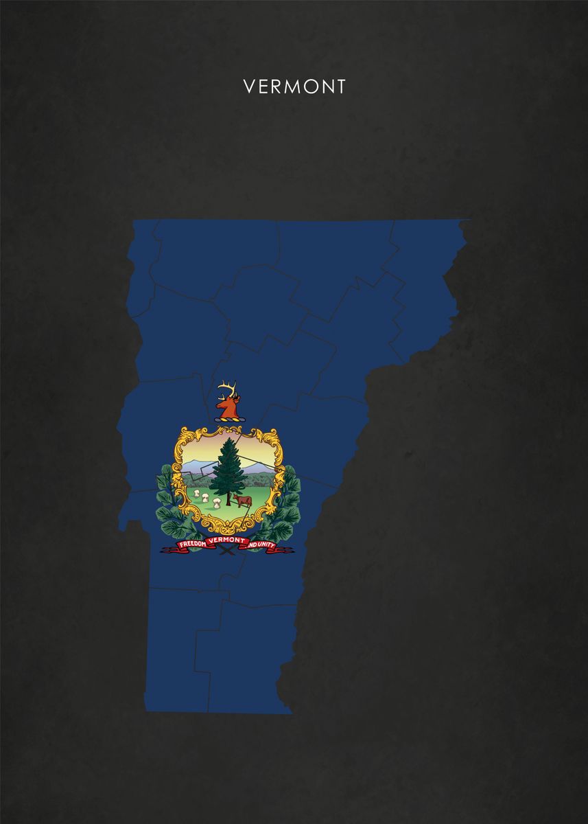 'Vermont Flag Map' Poster by Alo | Displate