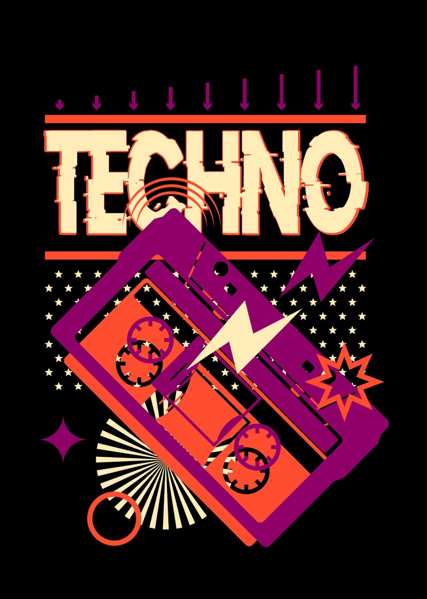 'Techno Raver Tape Tshirt' Poster by Gianpietro Melotti | Displate