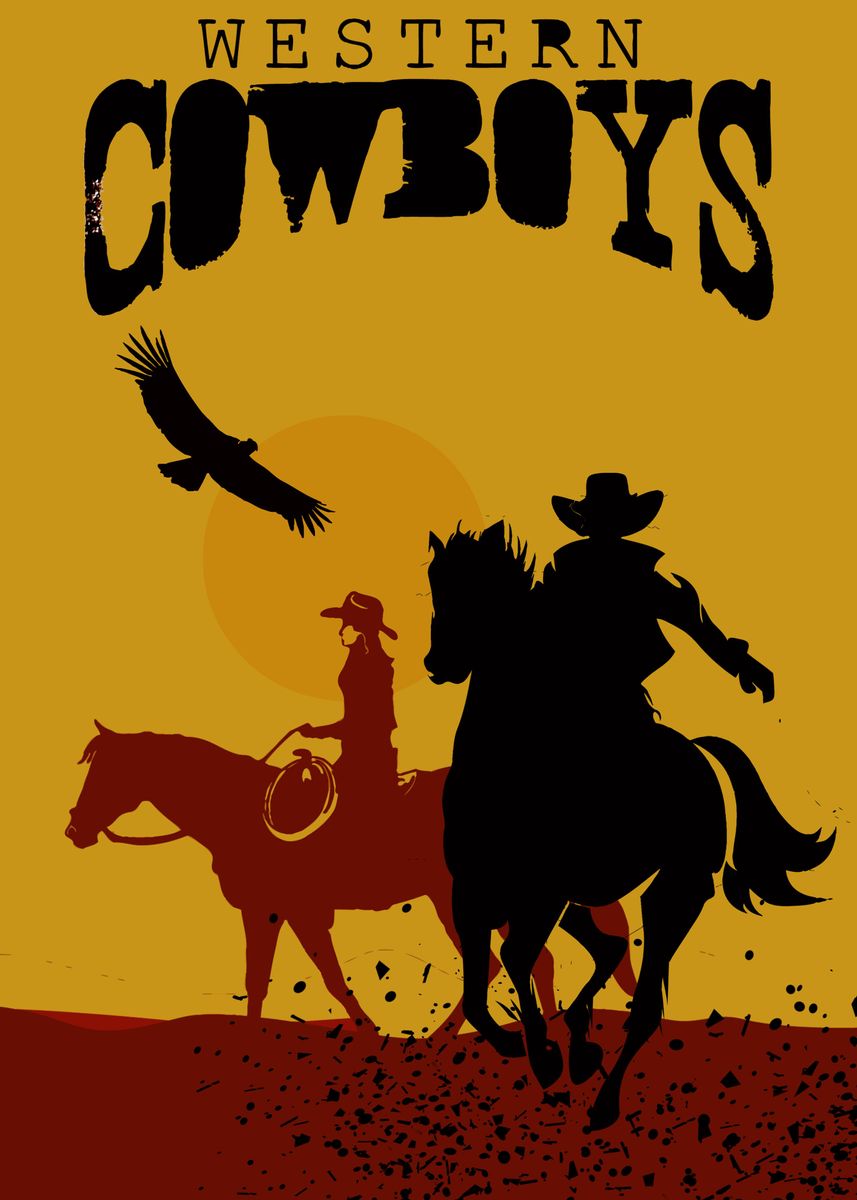 'western cowboy' Poster, picture, metal print, paint by luigi diamanti ...