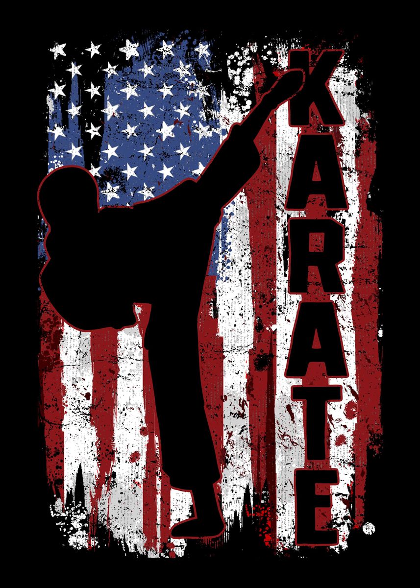 'Karate USA Flag' Poster, picture, metal print, paint by BLVCKPLATE ...