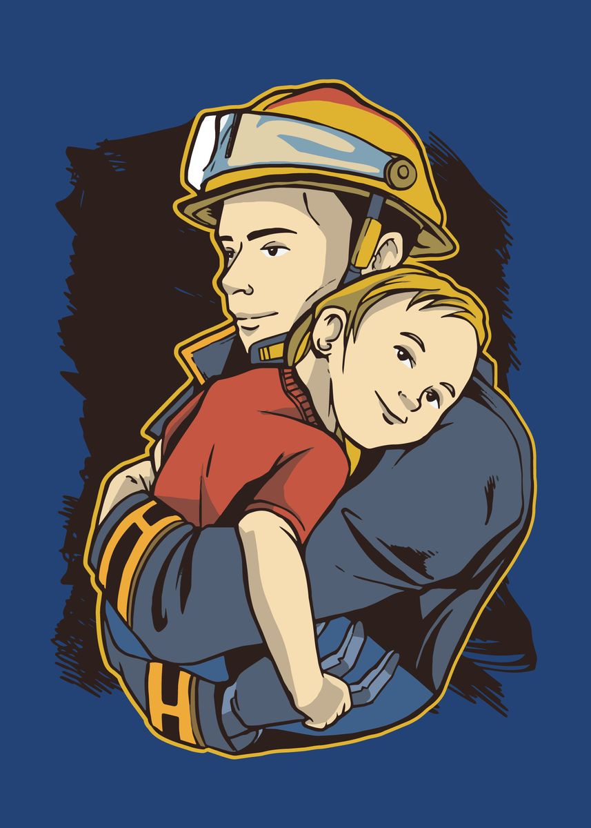 'Firefighter hero' Poster by ZXNE | Displate