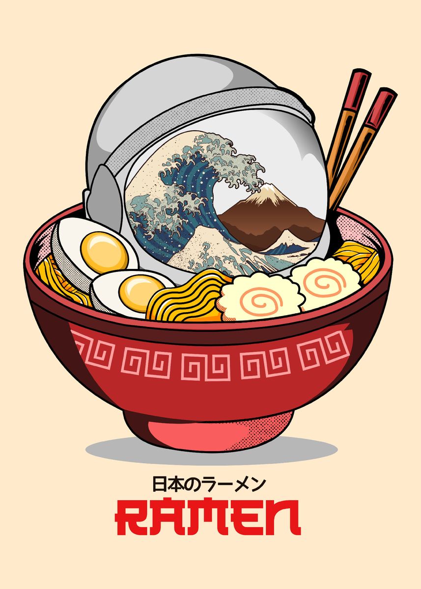 'Space Ramen' Poster, picture, metal print, paint by Hiro Labs | Displate