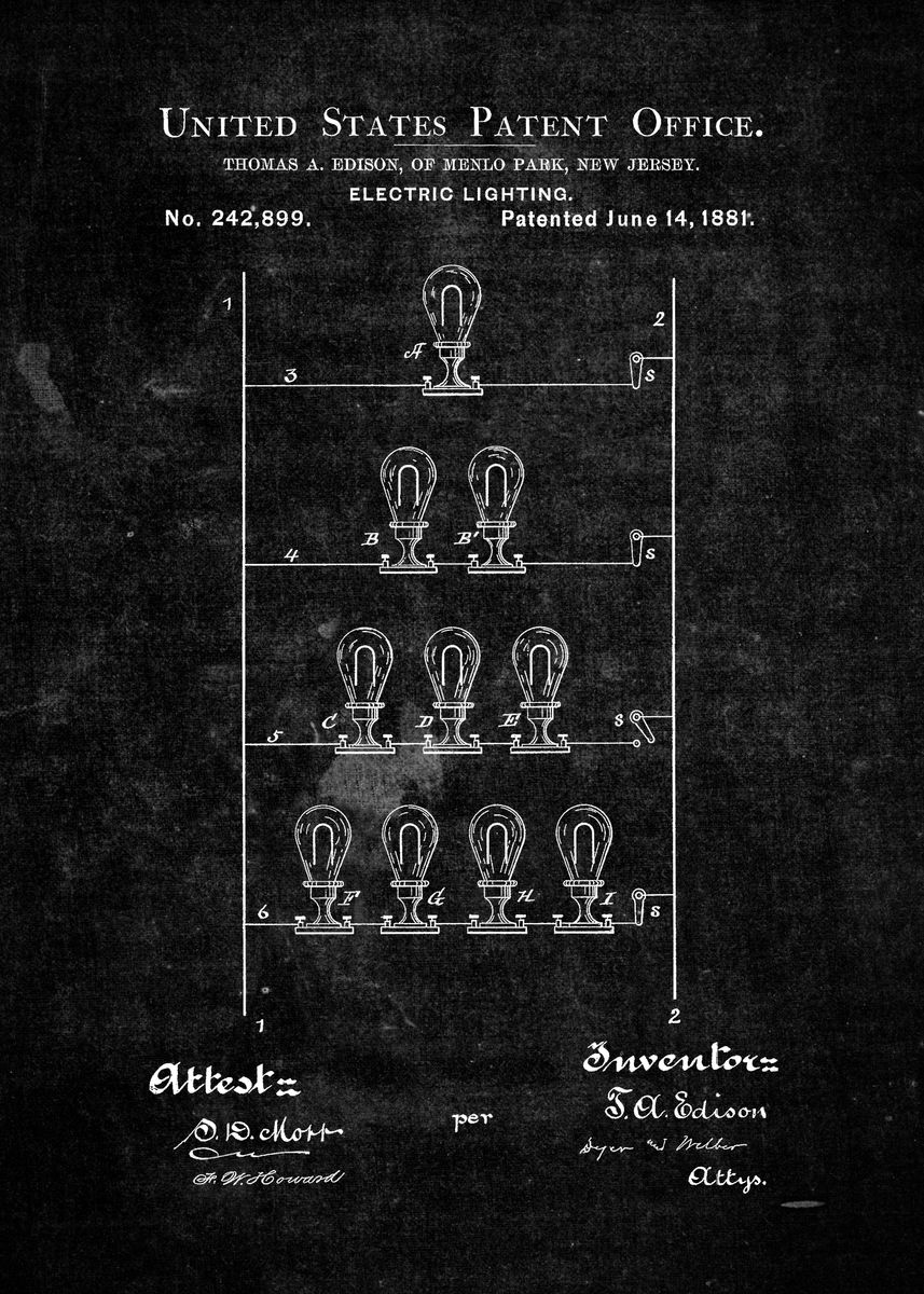 ' Edison Electric Lighting' Poster, picture, metal print, paint by ...