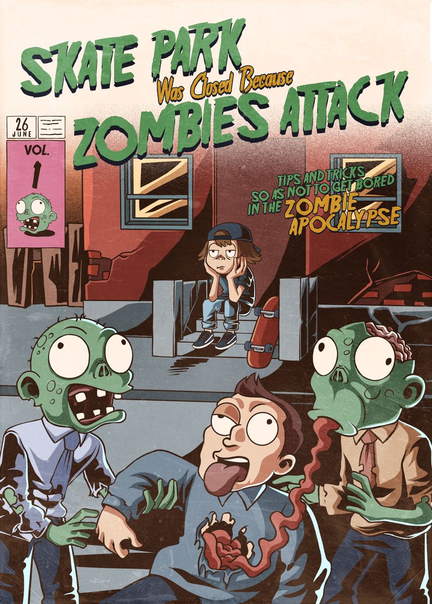'skate zombies' Poster by ClimbingFish | Displate