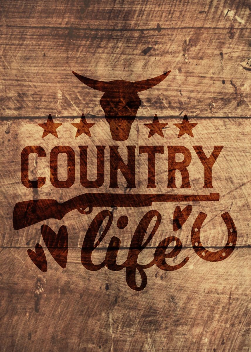 'COUNTRY LIFE WOOD' Poster, picture, metal print, paint by Atomic ...