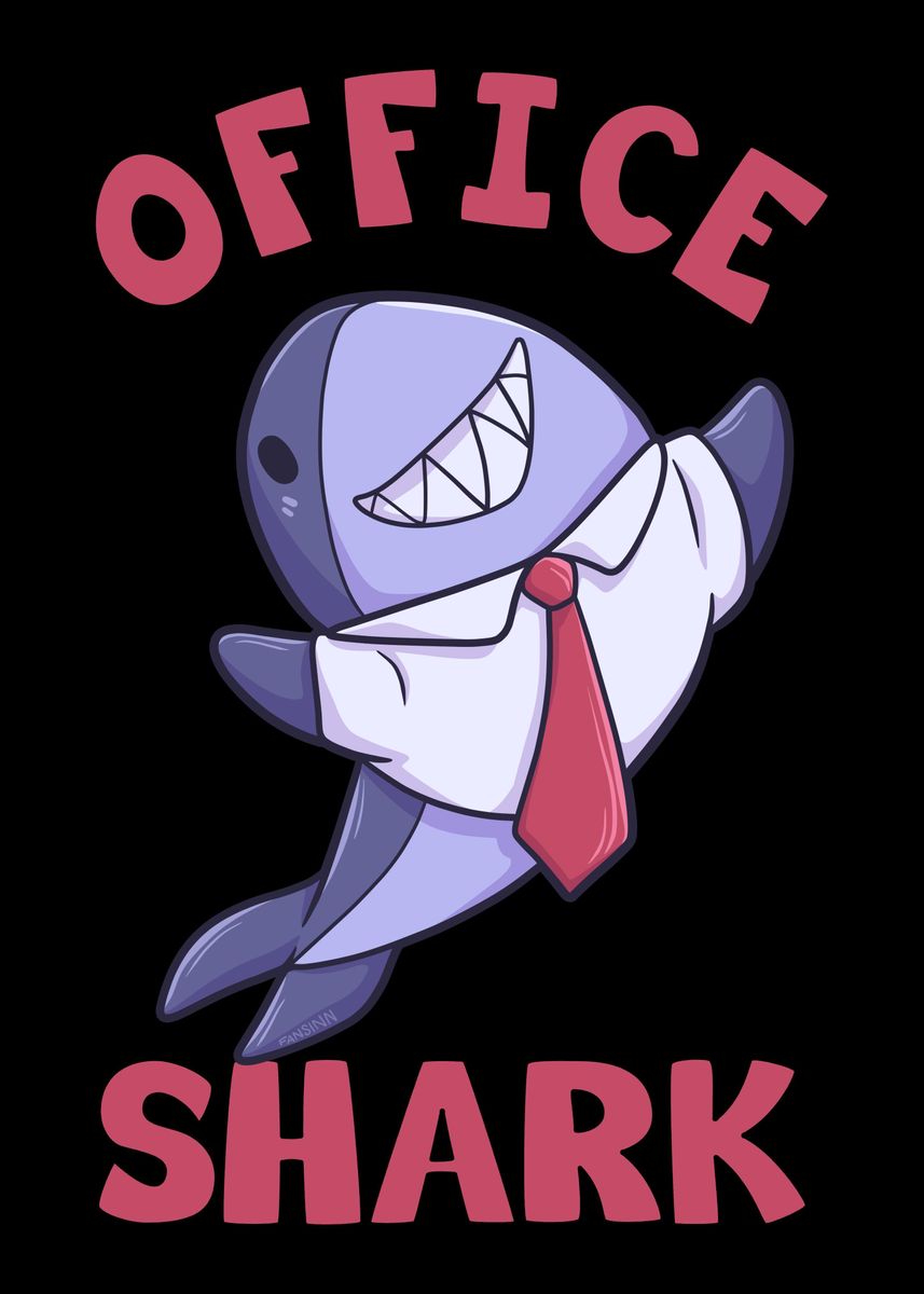 'Office Shark Finance White' Poster, picture, metal print, paint by ...
