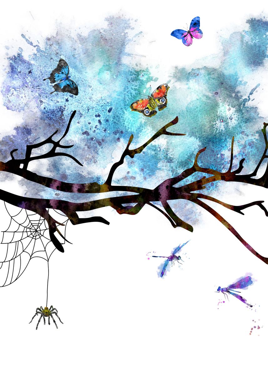 'Tree branch ' Poster, picture, metal print, paint by RosaliasArt ...