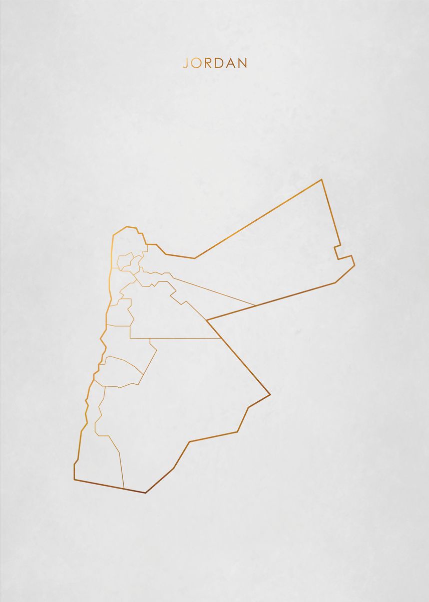 'Gold Jordan Map' Poster, picture, metal print, paint by aio | Displate
