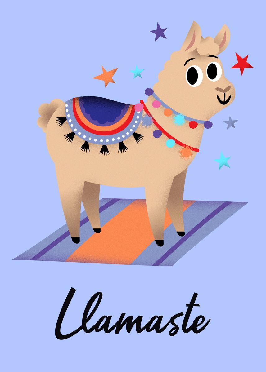 'Cute llama llamaste animal' Poster, picture, metal print, paint by Max ...