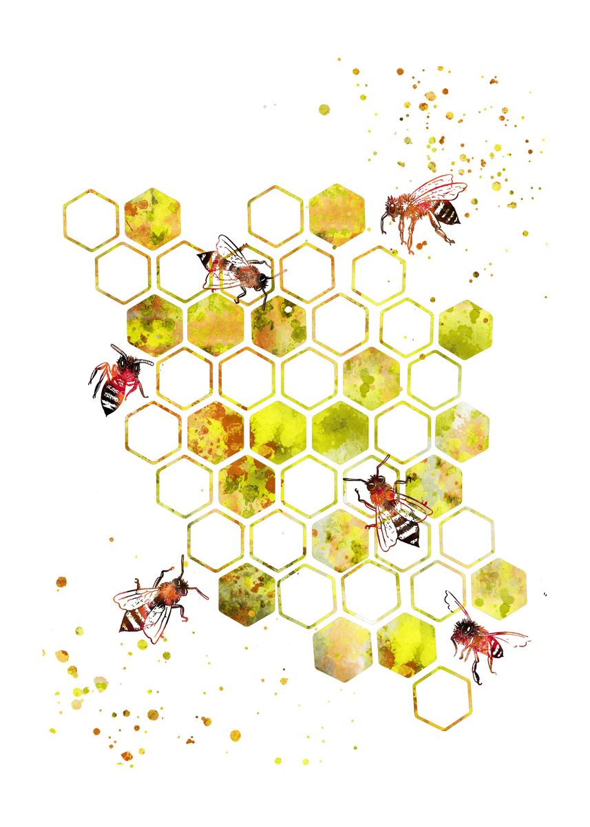'Honeycomb ' Poster, picture, metal print, paint by RosaliasArt | Displate