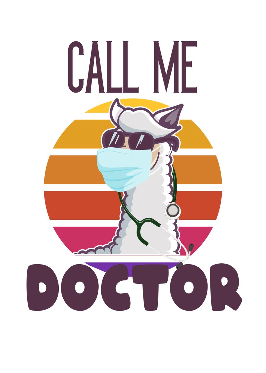 'Funny Llama Doctor' Poster, picture, metal print, paint by Foxxy Merch ...