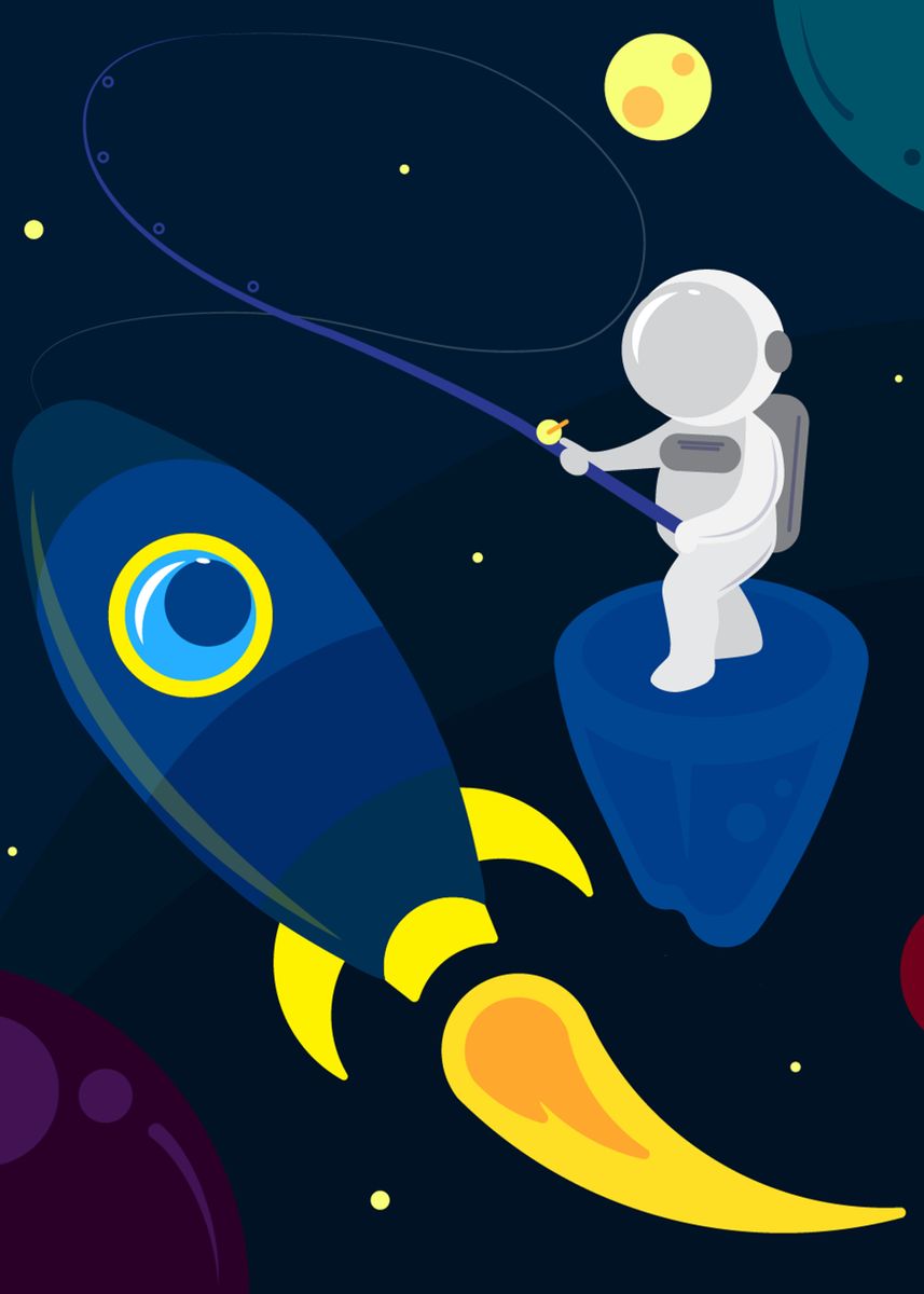 'Rocket Fish' Poster, picture, metal print, paint by Jayvee | Displate