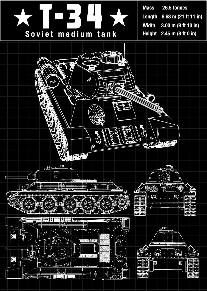 'T34' Poster, picture, metal print, paint by theanomalius | Displate