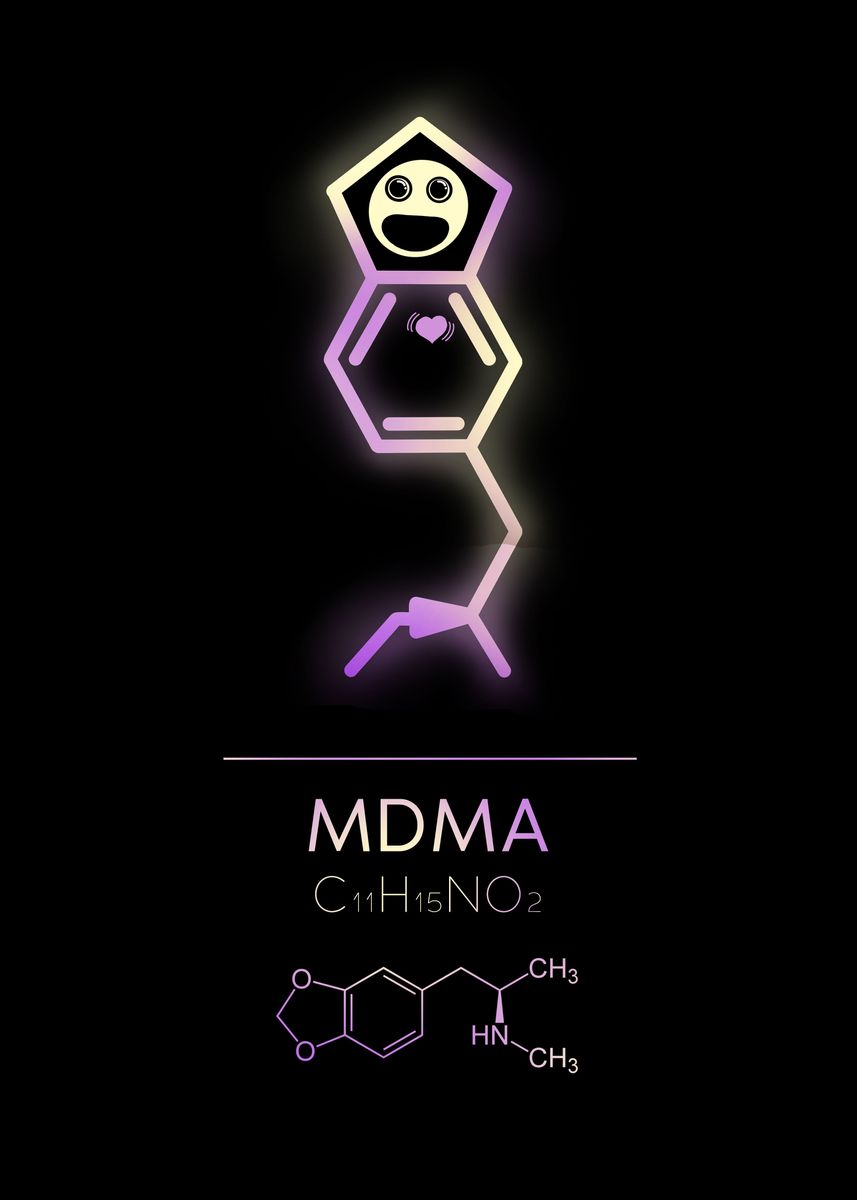'Neon MDMA' Poster, picture, metal print, paint by Leo Barone | Displate