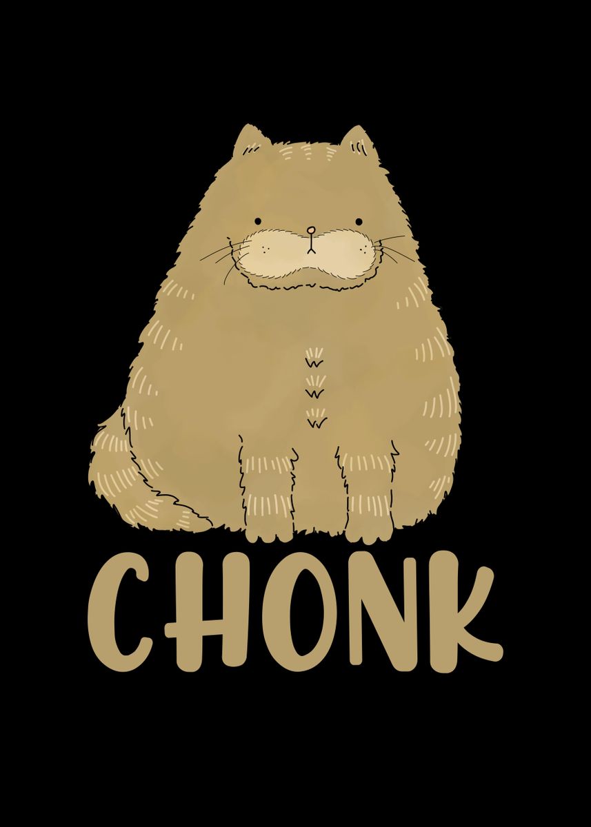 'Fat Cat Chonk cat Retro' Poster, picture, metal print, paint by mo ...