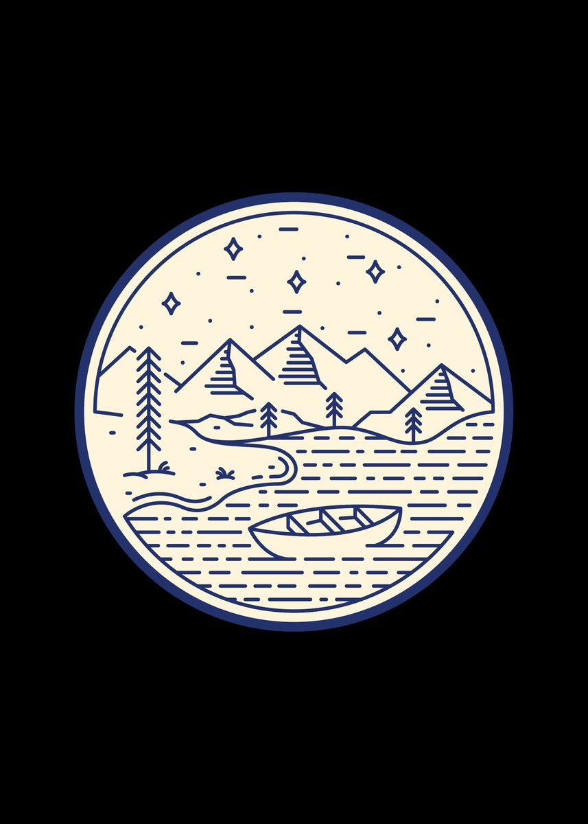 'Lake and Canoe' Poster by Quilimo Studio | Displate