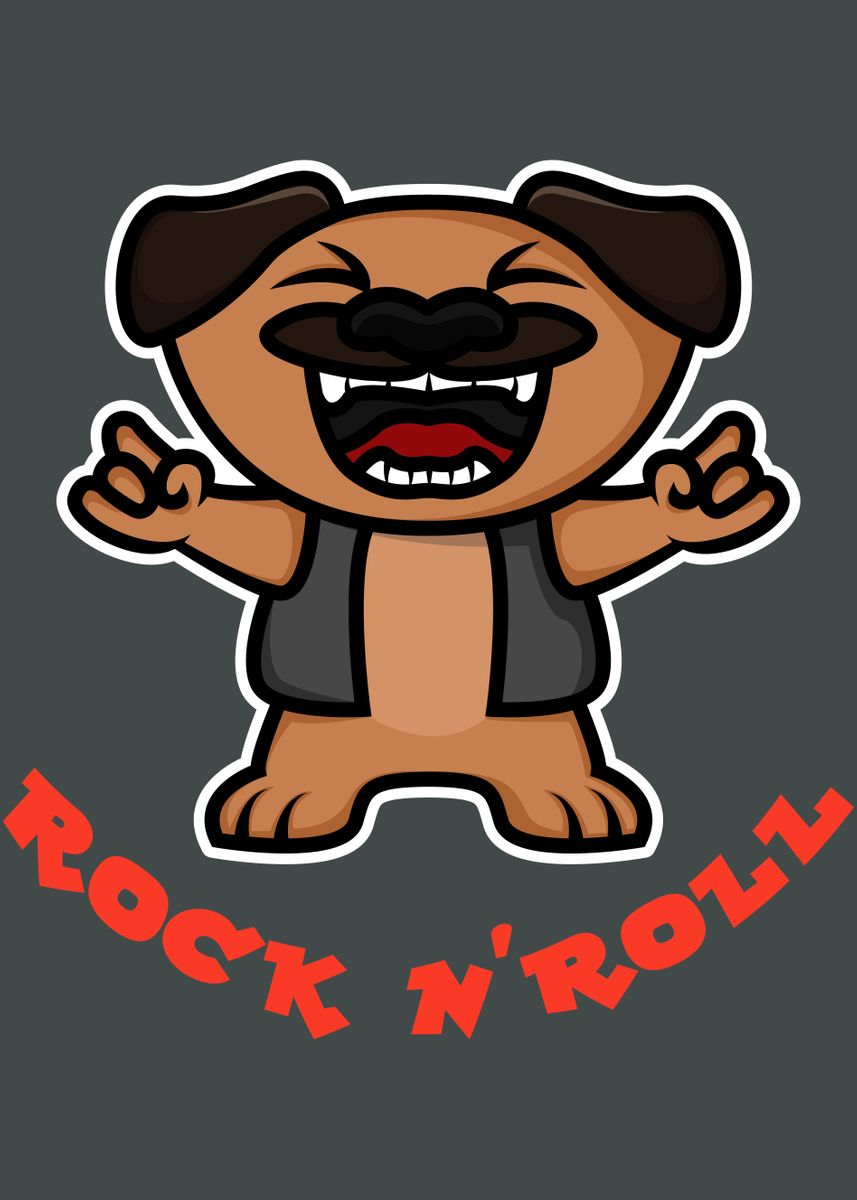 'Rock And Roll Dog' Poster, picture, metal print, paint by ShirTom ...