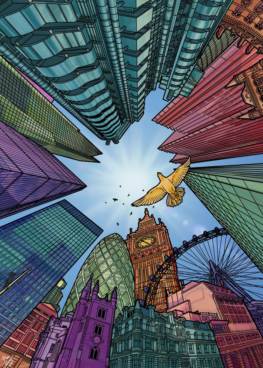 'Vibrant London' Poster, picture, metal print, paint by Fineline Crafts ...
