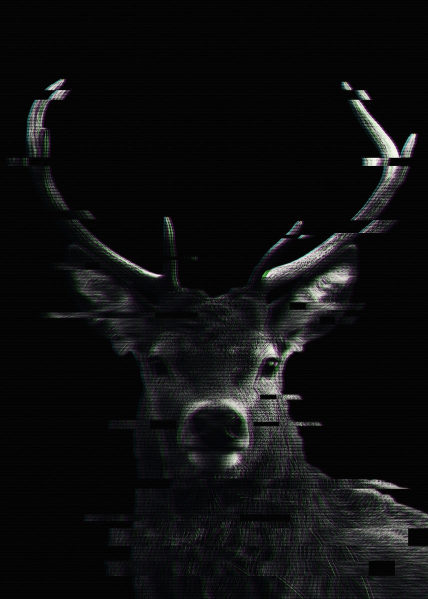 'Glitched Deer' Poster, picture, metal print, paint by Waverley Jane ...