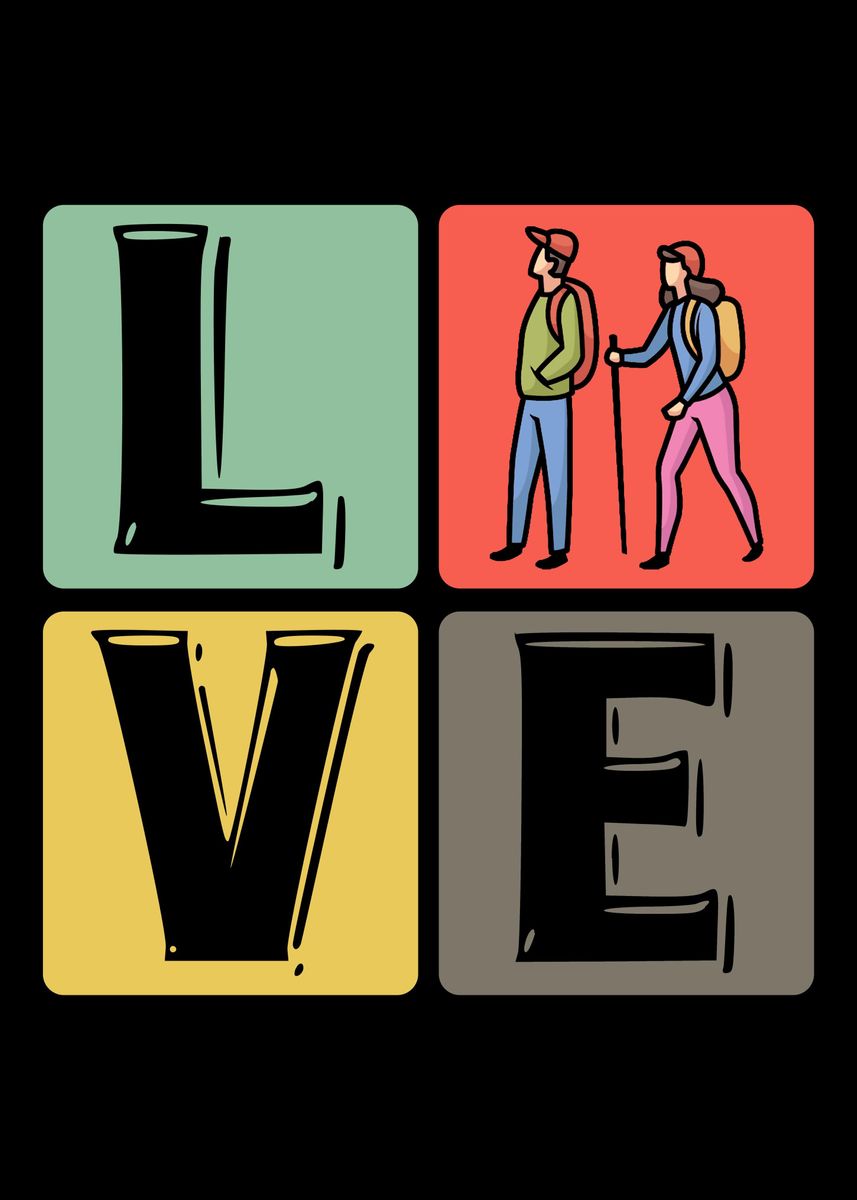 'Hiking hiker love' Poster, picture, metal print, paint by ankarsdesign ...