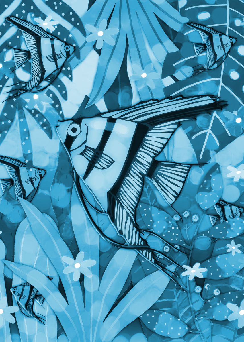 'Angelfish Fantasy Scene' Poster, picture, metal print, paint by ...