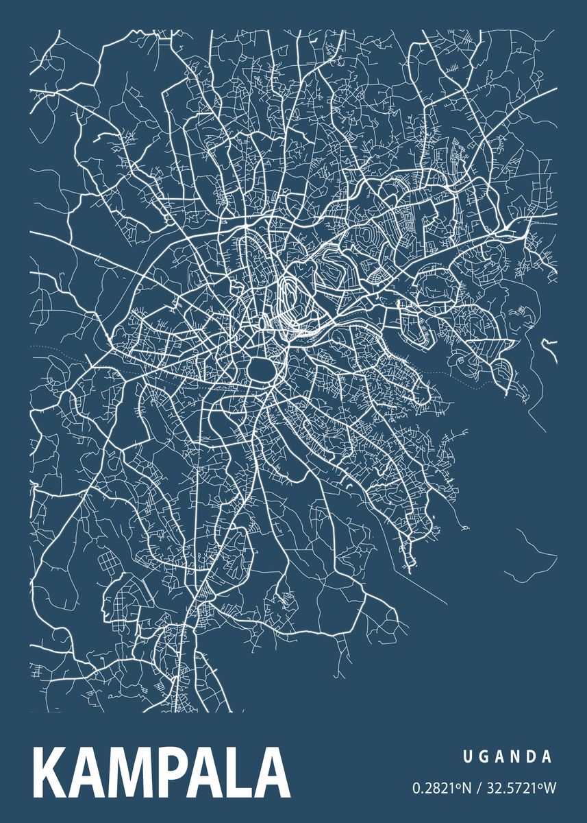 'Kampala Blueprint Street' Poster, picture, metal print, paint by Tien ...