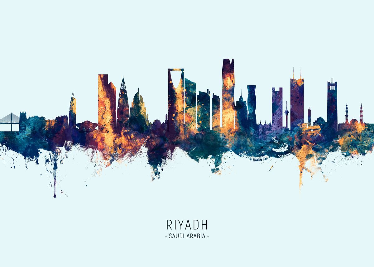 'Riyadh Skyline' Poster by Michael Tompsett | Displate