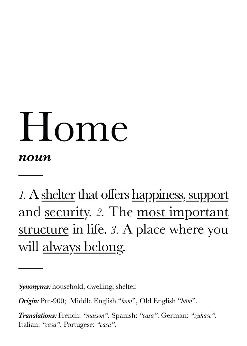 'Home definition' Poster, picture, metal print, paint by PixelBase ...