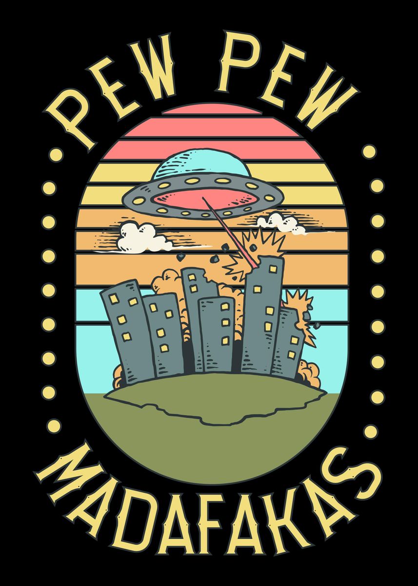 'Ufo Alien Invasion Retro' Poster, picture, metal print, paint by ...