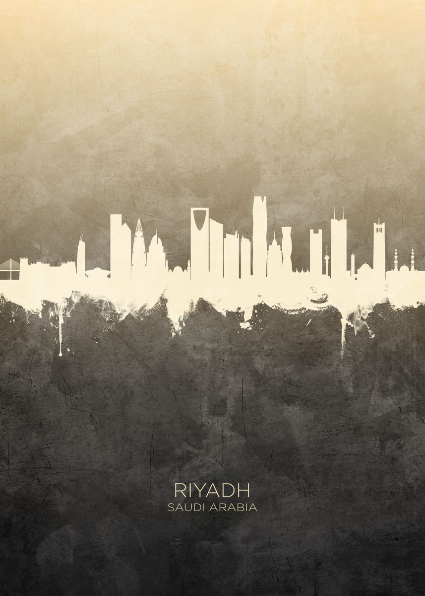 'Riyadh Skyline' Poster, picture, metal print, paint by Michael ...