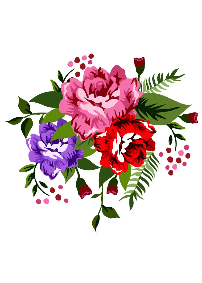 'Roses' Poster, picture, metal print, paint by MisterGoose | Displate