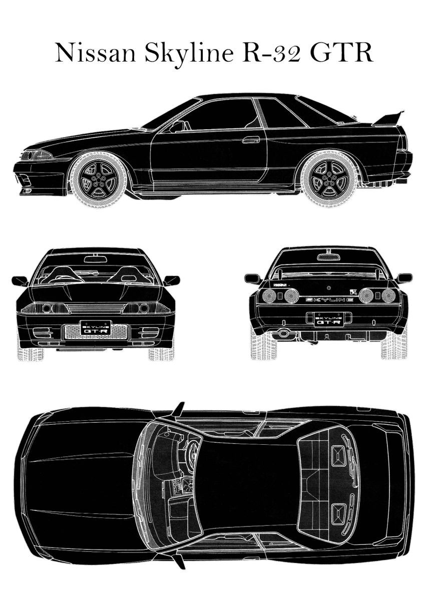'Nissan Skyline R32 GTR ' Poster, picture, metal print, paint by B & W ...