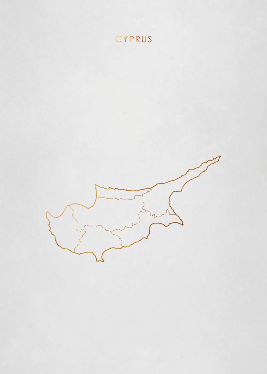 'Gold Cyprus Map' Poster, picture, metal print, paint by aio | Displate