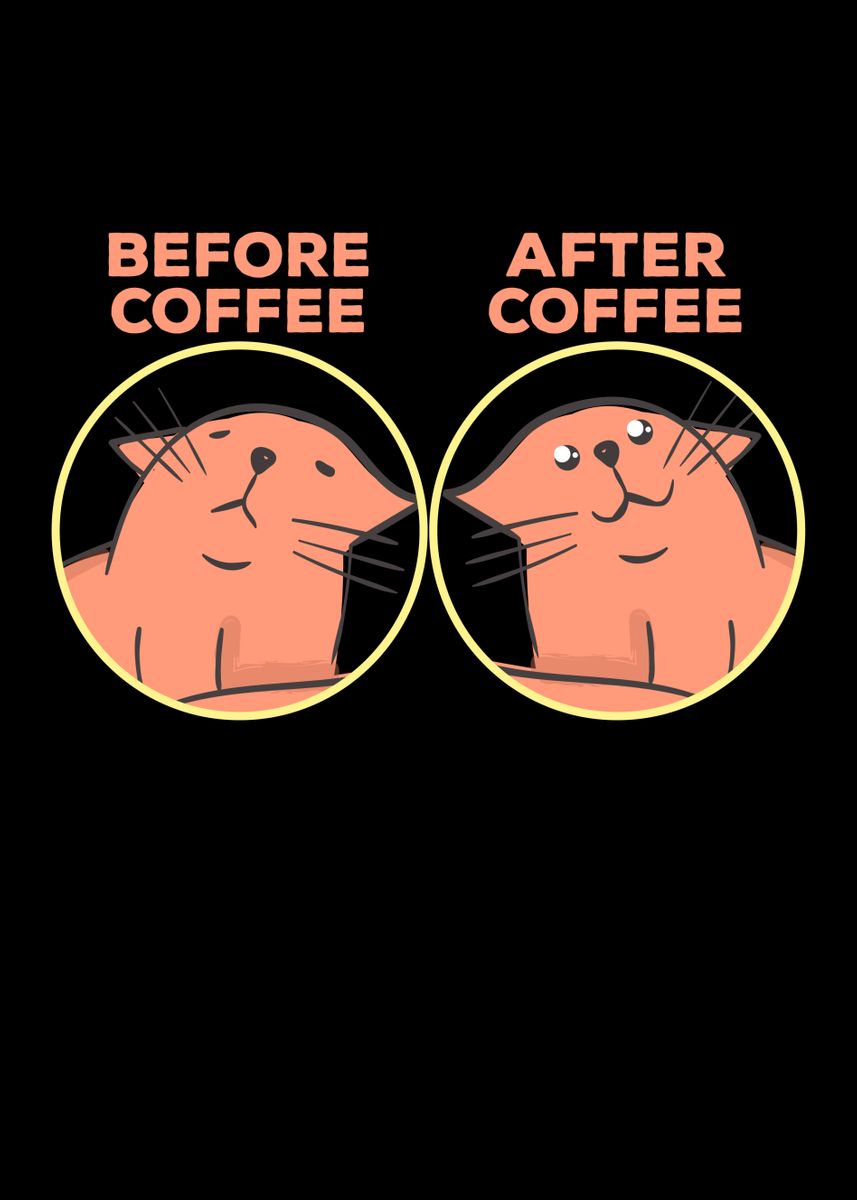 'Before Coffee After Coffee' Poster by Mooon | Displate