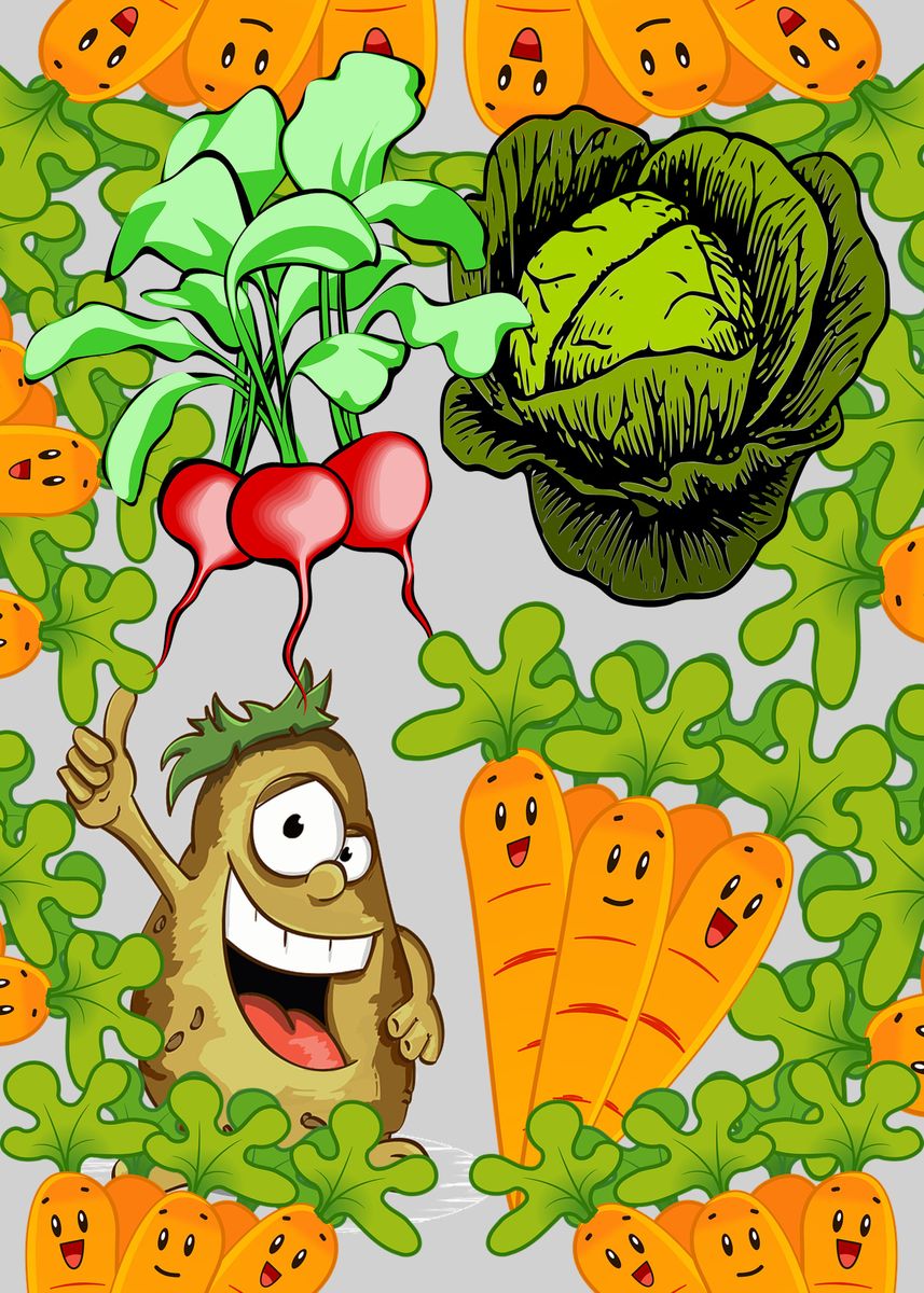 'Eat Your Veggies' Poster, picture, metal print, paint by ANDRE MCKAY ...