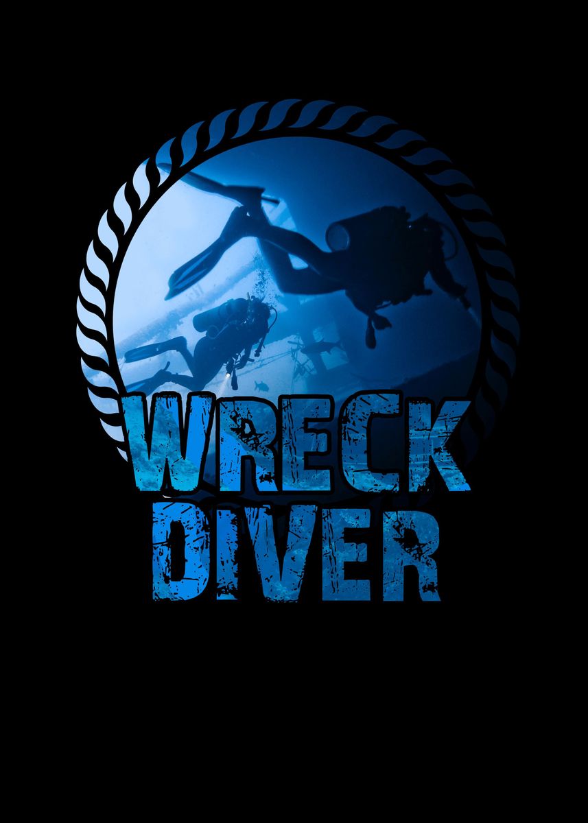 'Wreck Diving Ocean Freediv' Poster, picture, metal print, paint by ...