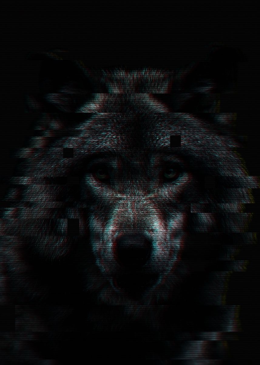 'Glitched Wolf' Poster, picture, metal print, paint by Waverley Jane ...