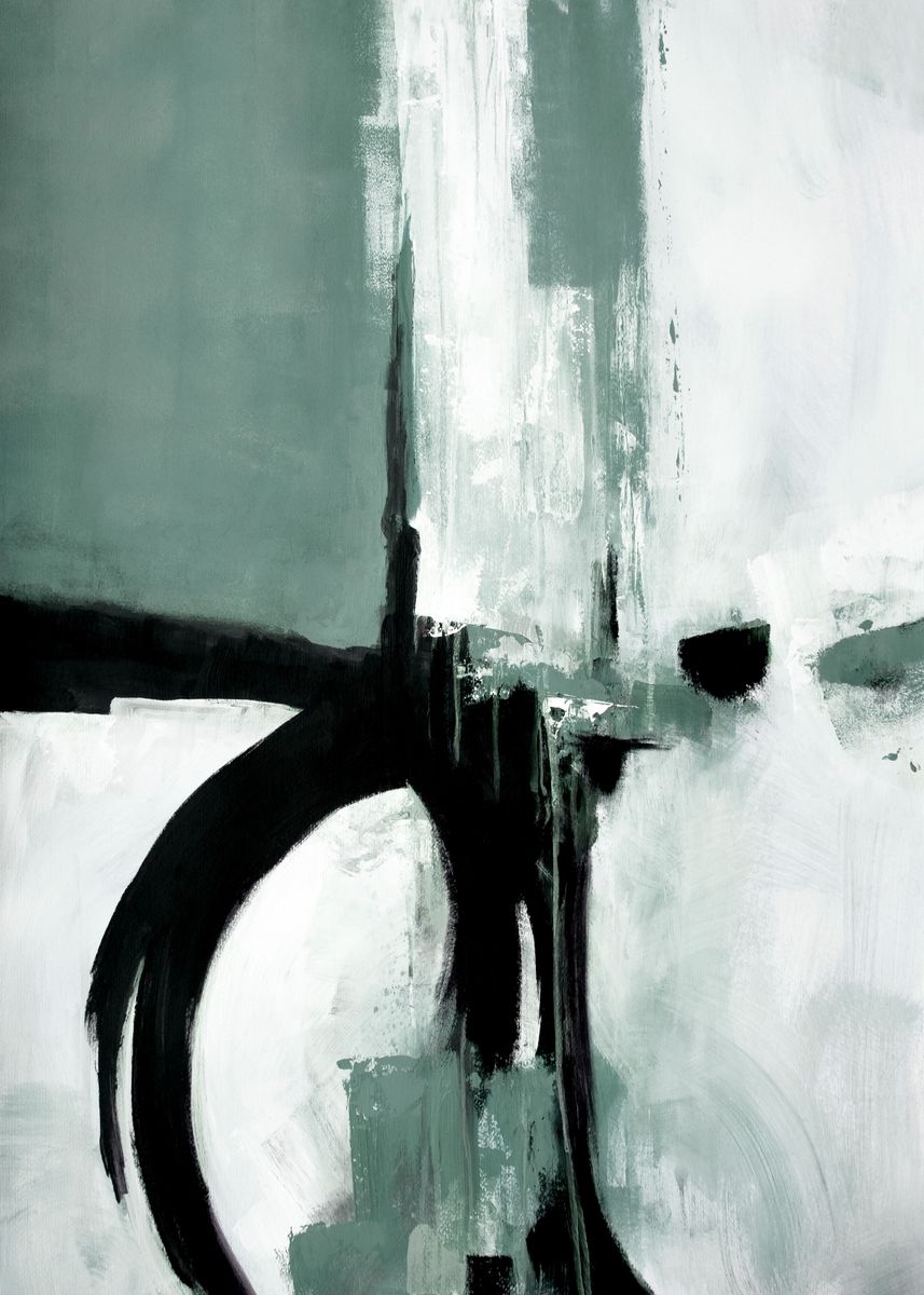 'Mint black abstract' Poster, picture, metal print, paint by Ela ...
