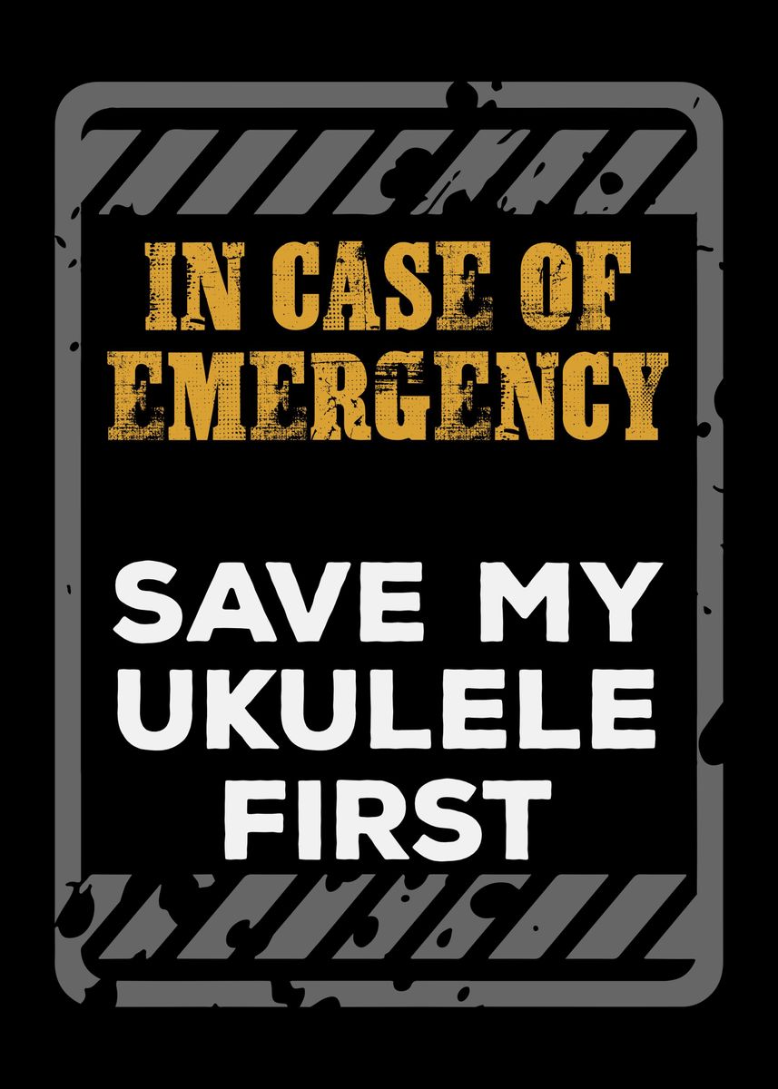 'Ukulele Joke Warning Sign' Poster, picture, metal print, paint by ...