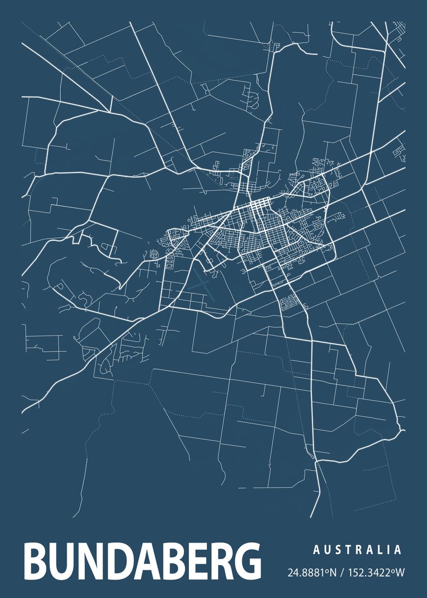 'Bundaberg Blueprint Street' Poster by Tien Stencil | Displate