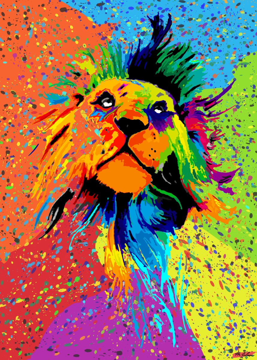 'Lion of myriad colors' Poster, picture, metal print, paint by ...