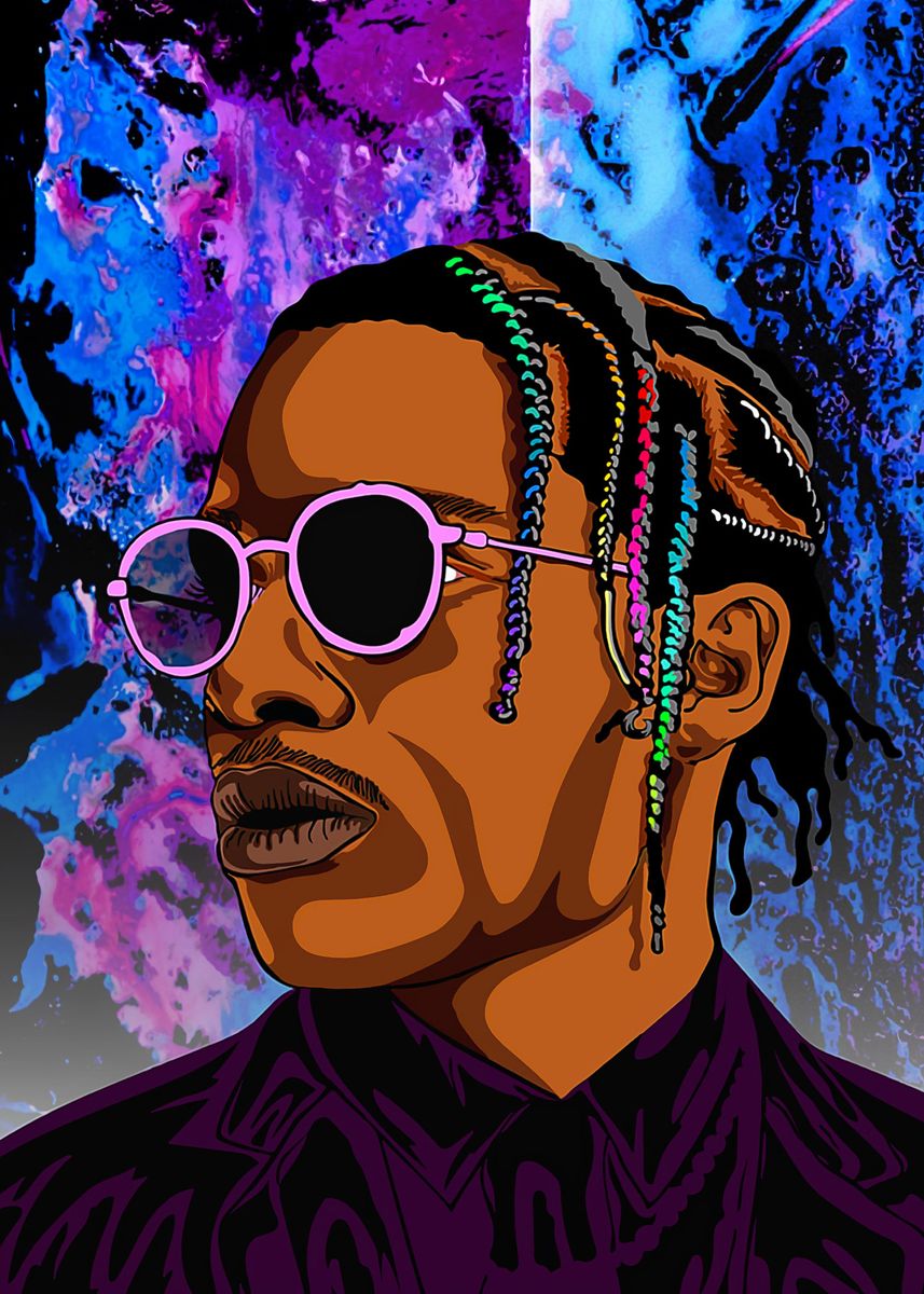 'Asap Rocky' Poster, picture, metal print, paint by HANA STUDIO | Displate