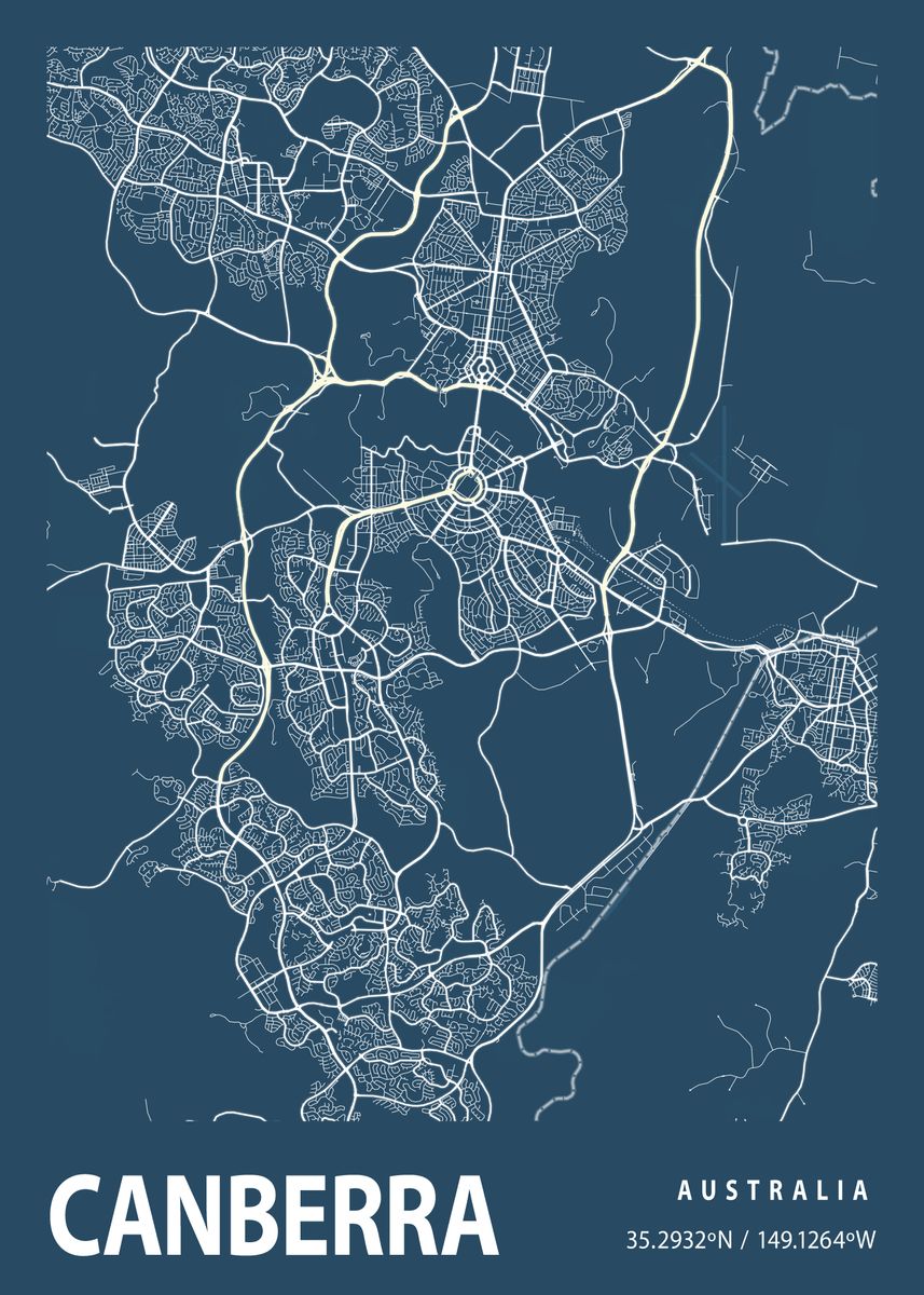 'Canberra Blueprint Street ' Poster by Tien Stencil | Displate