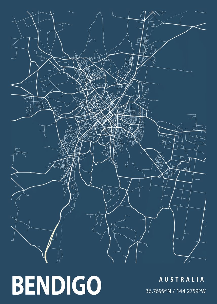 'Bendigo Blueprint Street' Poster, picture, metal print, paint by Tien ...